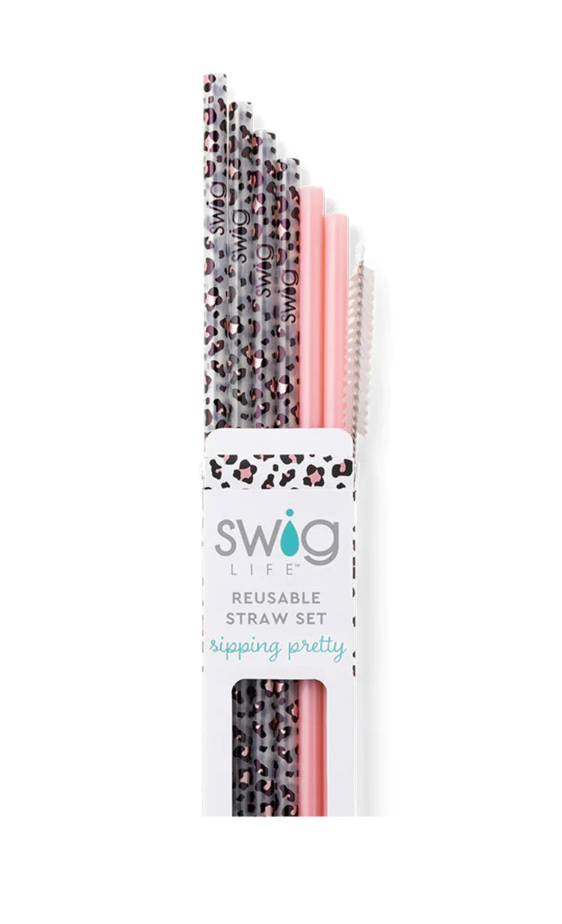 Luxy Leopard & Blush Reusable Straw Set – Sweet & Sassy Boutique